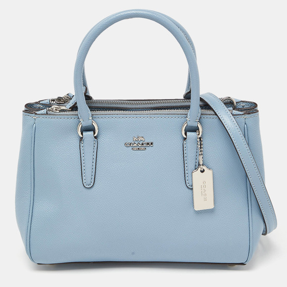 Coach | Bags | Coach Blue Leather Mini Surrey Carryall Tote | Poshmark